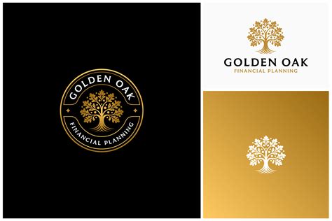 Golden Oak Tree Leaves Roots Label Logo Graphic By Enola99d · Creative