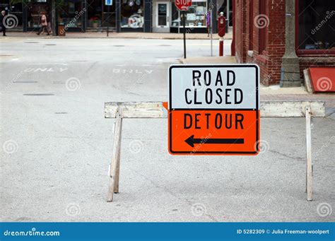 Road Closed Detour Stock Image Image Of Sign Detour 5282309