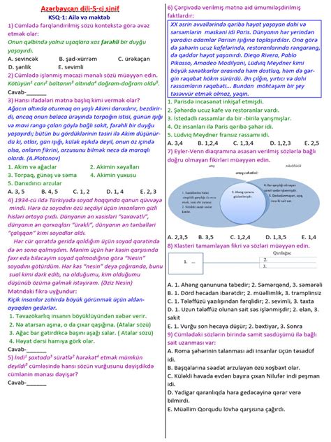 Azərbaycan Dili 5 Ci Sinif Ksq LƏr Pdf
