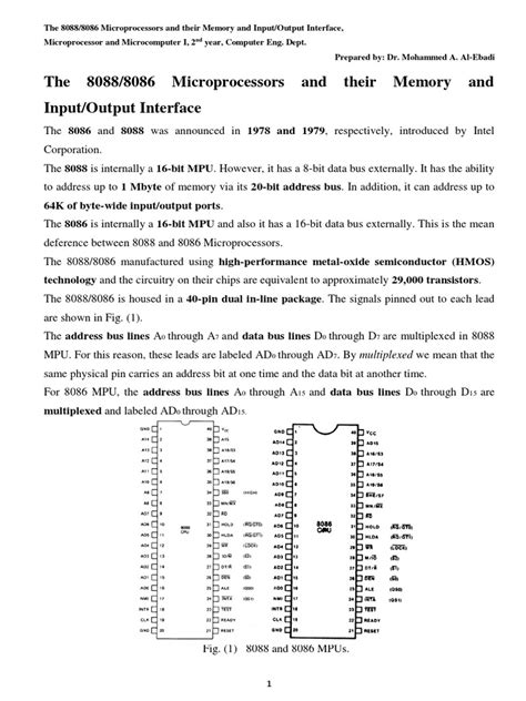 The 8088 8086 Microprocessors And Their Memory And Input Output Interface Pdf Random Access