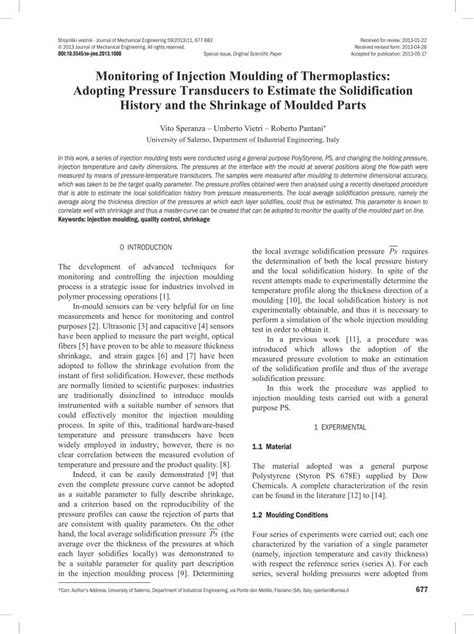 Pdf Monitoring Of Injection Moulding Of Thermoplastics Dokumentips