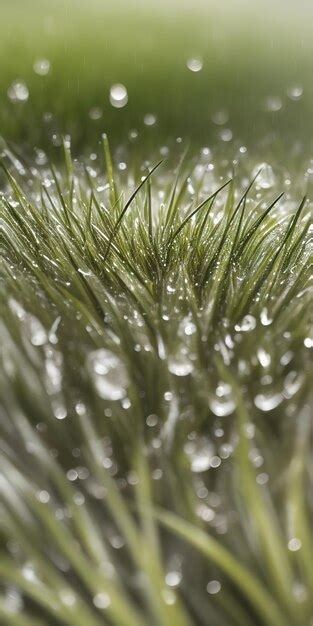 Premium Ai Image Wet Grass In Rain