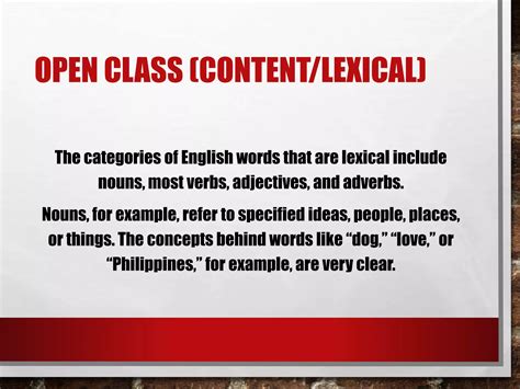 Open Class And Closed Class Words Pptx