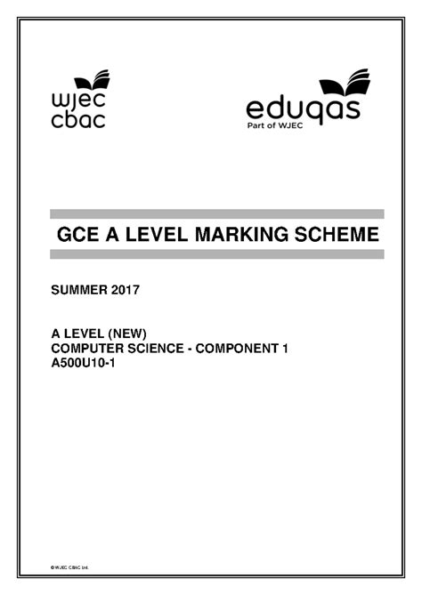 A500u10 1 Gce A Level Comp Science Component 1 Marking Scheme S17 Studocu