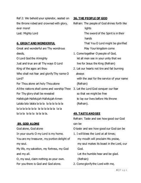 Cfc Christian Songs Lyrics