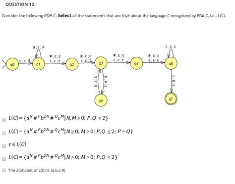 solved question 12 consider the following pda c select all