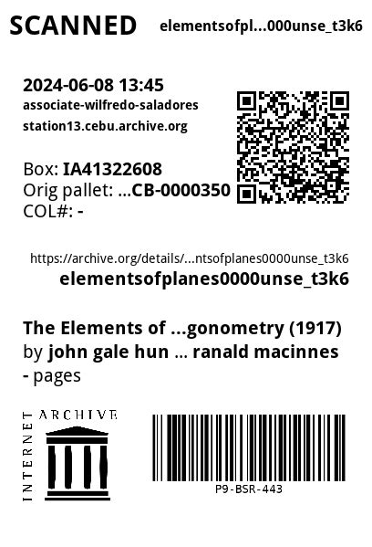 The Elements Of Plane And Spherical Trigonometry 1917 John Gale Hun