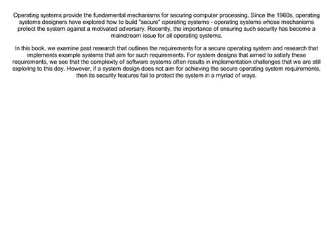 Pdf~ Operating System Security Synthesis Lectures On Information Security Privacy And
