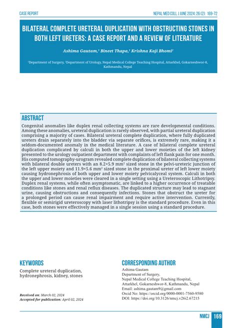 Pdf Bilateral Complete Ureteral Duplication With Obstructing Stones In Both Left Ureters A