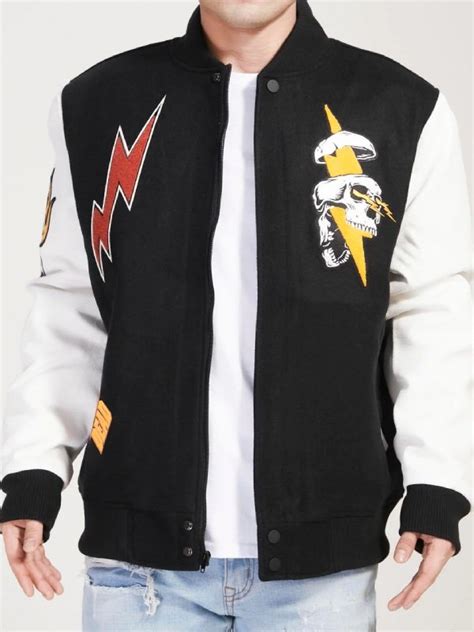 Flying Dead Varsity Jacket Black Leather Jacketz