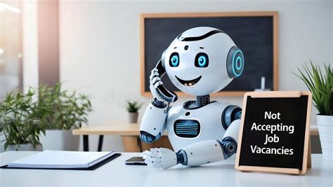 Portrait Of Robots Replacing Human Jobs Stock Illustration