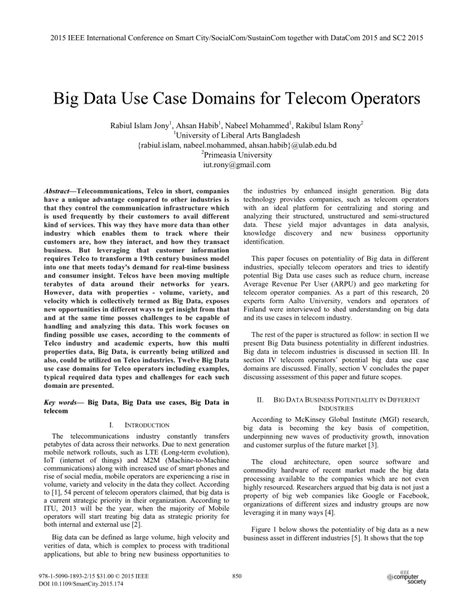 Pdf Big Data Use Case Domains For Telecom Operators