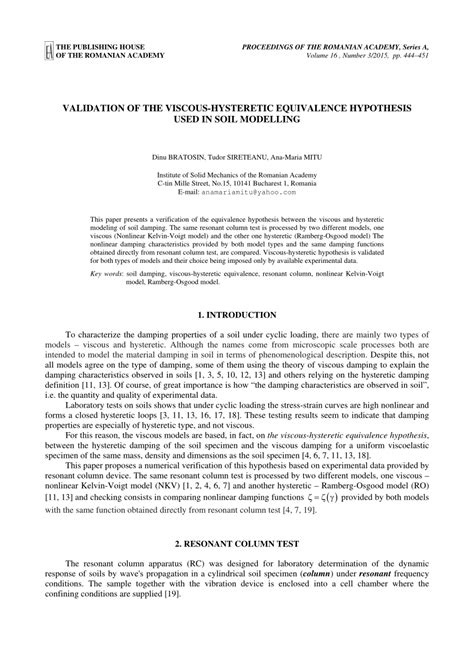 Pdf Validation Of The Viscous Hysteretic Equivalence Hypothesis Used