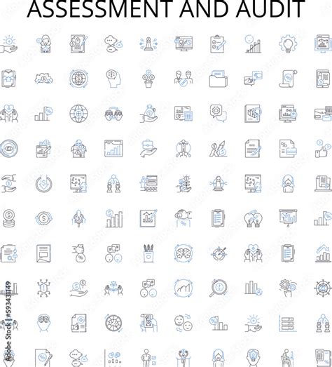 Assessment And Audit Outline Icons Collection Auditing Assessing Evaluation Monitoring