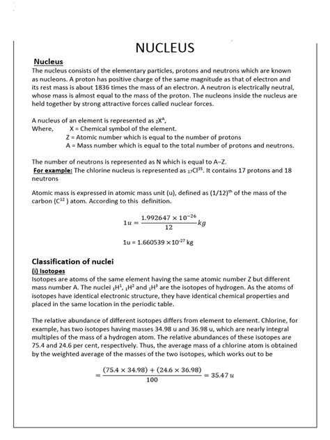 Nucleus Chapter Pdf Atomic Nucleus Isotope