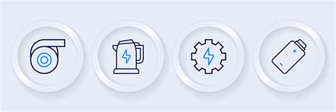 세트 라인 배터리 충전 기어 및 번개 전기 주전자 및 롤 접착 테이프 아이콘 벡터 건강관리와 의술에 대한 스톡 벡터 아트 및 기타 이미지 건강관리와 의술 계기판 측정기