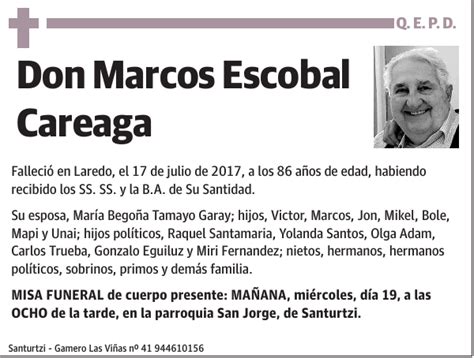 Marcos Escobal Careaga Esquela El Correo