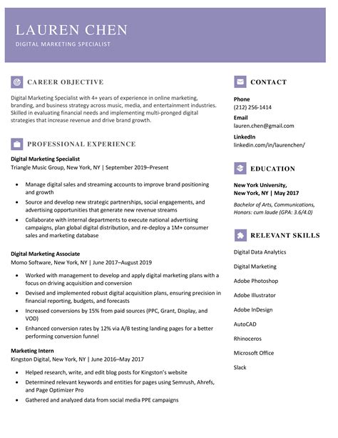 Stylish Violet Download Free Modern Resume