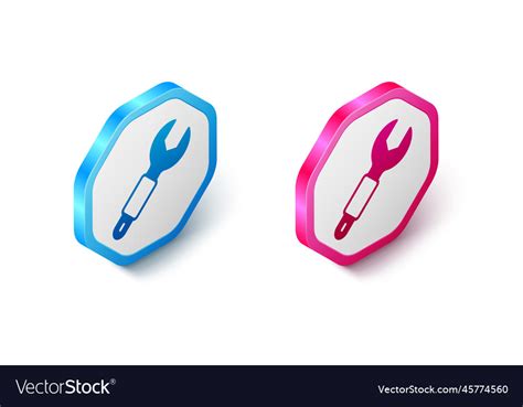 Isometric Wrench Spanner Icon Isolated On White Vector Image