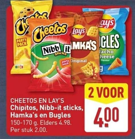Cheetos En Lays Chipitos Nibb It Sticks Hamkas En Bugles Aanbieding
