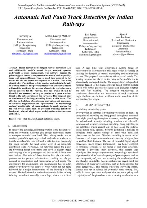 Pdf Automatic Rail Fault Track Detection For Indian Railways