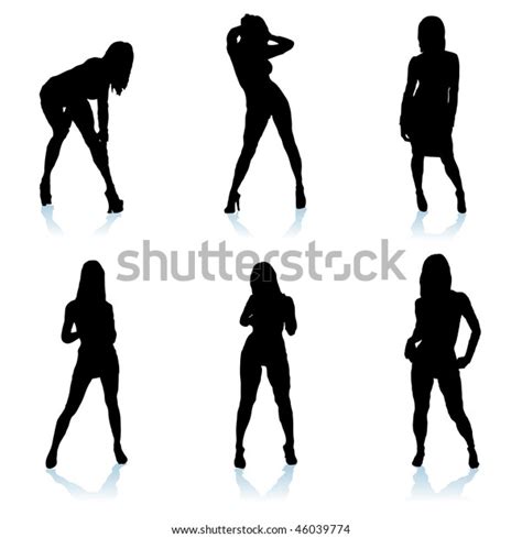 Six Sexy Women Posing Different Positions Stock Vector Royalty Free