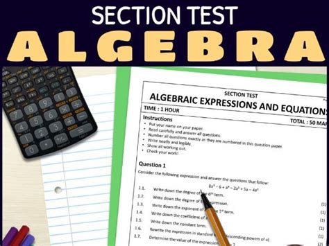 Algebra Test Grade 8 Maths Term 1 Section Test 6 Caps Teaching Resources