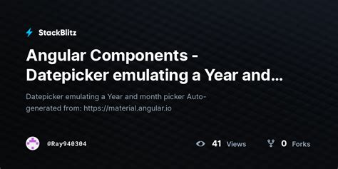 Angular Components Datepicker Emulating A Year And Month Picker