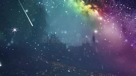 Starfall In Sky Bright Meteorites Glow In Atmosphere Stock Footage