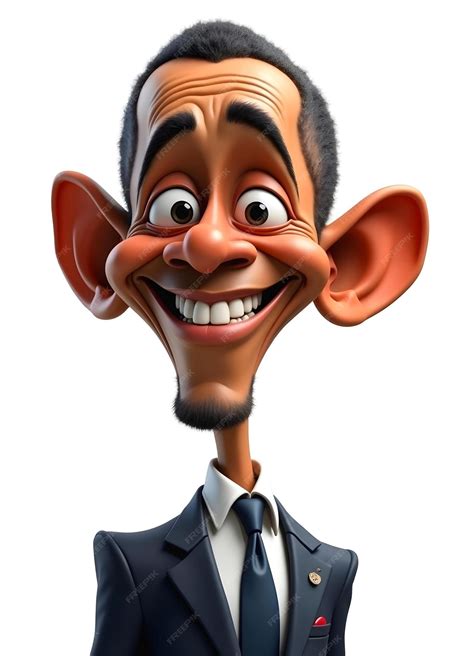 Caricature Of A Smiling Politician Exaggerated Cartoon Style Portrait