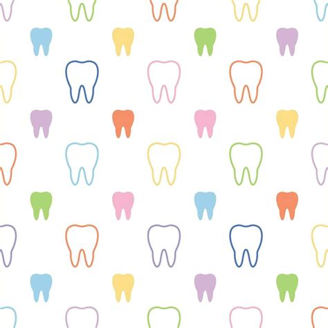 Colourful Teeth In White Background Teeth Seamless Pattern Different Colour Teeth Texture For