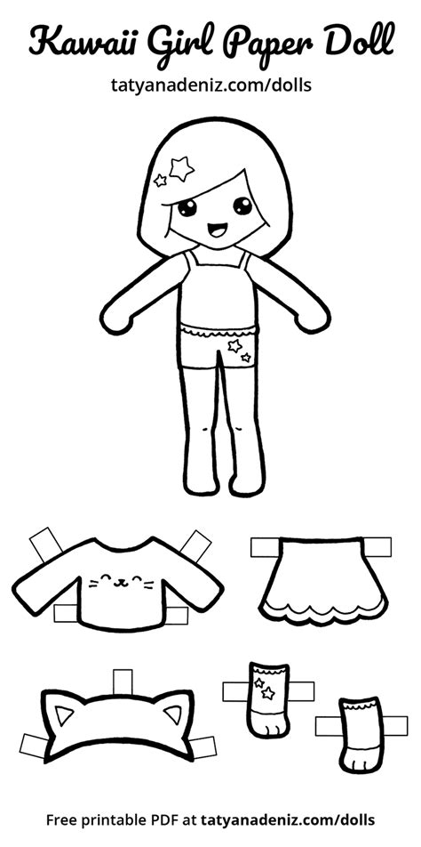 Kawaii Paper Doll Coloring Pages