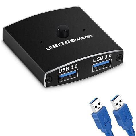 Usb 3 0 Switch Kvm Usb Hub Switcher Bi Directional 2 In 1 Out For 2 Pc