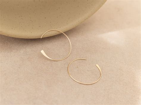 Hand Hammered 14k Gold Filled Hoop Earrings Delicate Endless Hoops