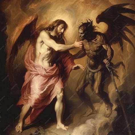 Premium Photo Symbolic Confrontation Battle Between God And The Devil