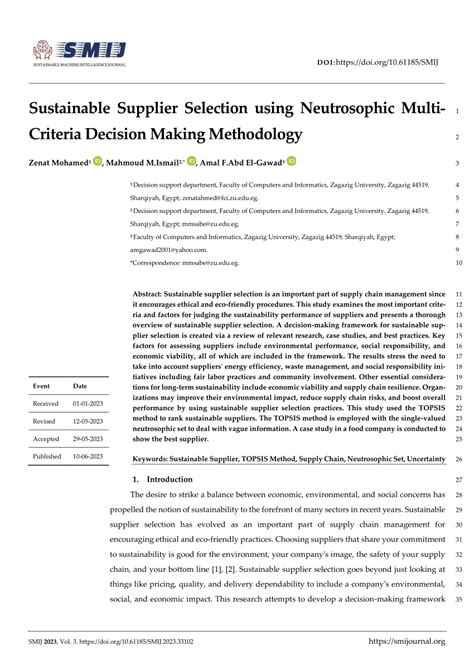 Pdf Sustainable Supplier Selection Using Neutrosophic Multi Criteria Decision Making Methodology