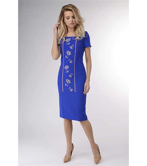 Rochie De Culoare Albastru Regal Berta Haine Rochii Cu Motive Florale Rochii