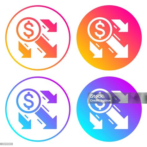 Dollar Decrease Round Icons With Color Gradients アイコンのベクターアート素材や画像を多数