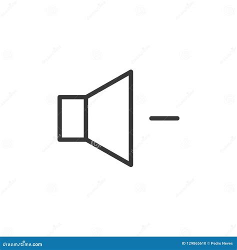 Volume Decrease Icon Vector Thin Line Speaker With A Minus Sign Stock