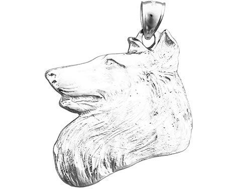 925 Sterling Silver Collie Head Pendant