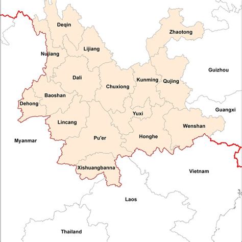 Geographic Location Of Yunnan Province China The Map Shows The