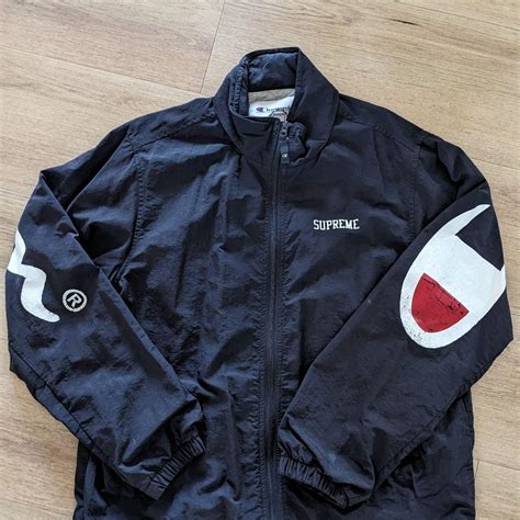 Champion X Supreme Track Jacket Black Awesome Depop