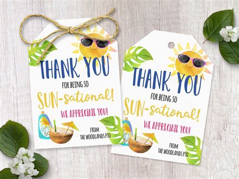 Teacher Summer Thank You T Tag Sun Sational Nurse Appreciation