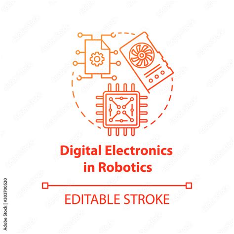 Vettoriale Stock Di Digital Electronics In Robotics Red Concept Icon