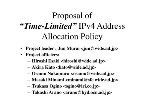 Ppt Proposal Of “time Limited” Ipv4 Address Allocation Policy Powerpoint Presentation Id 3406675
