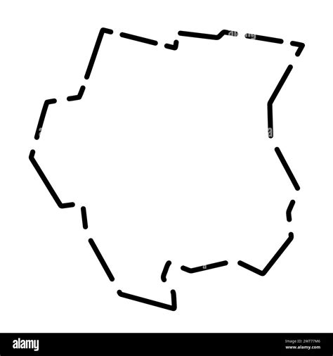 Suriname Country Simplified Map Black Broken Outline Contour On White Background Simple Vector