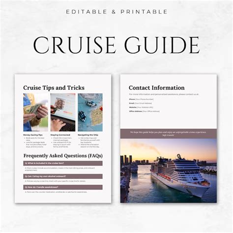 Cruise Ship Guide Template Printable Cruise Itinerary Cruise Vacation