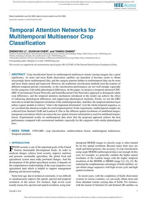 Pdf Temporal Attention Networks For Multitemporal Multisensor Crop Classification