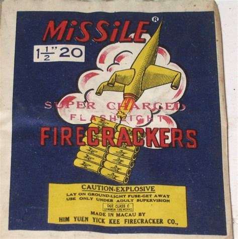 Missile Brand Firecrackers Full Pack Label Very Rare Dot Class C Variation 4699723322