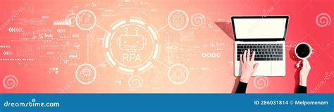 Robotic Process Automation Theme With Person Using A Laptop Stock Photo Image Of Programming